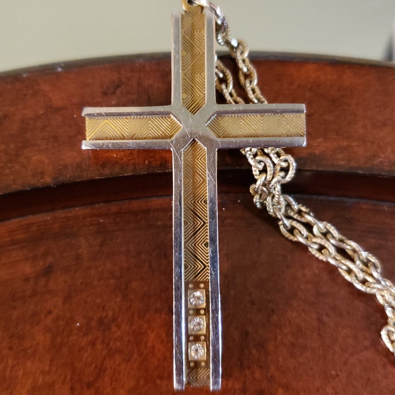 Two Tone Cross Necklace - Etsy