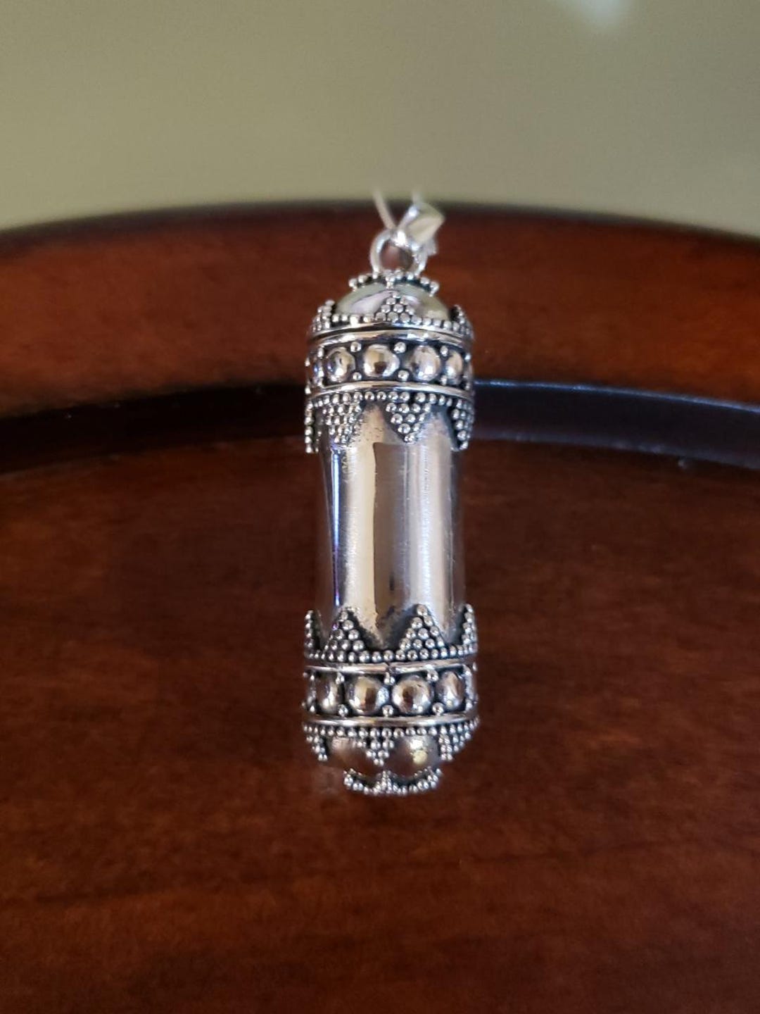 Sterling Silver KEEPSAKE CYLINDER NECKLACE, Balinese Beadwork Design ...