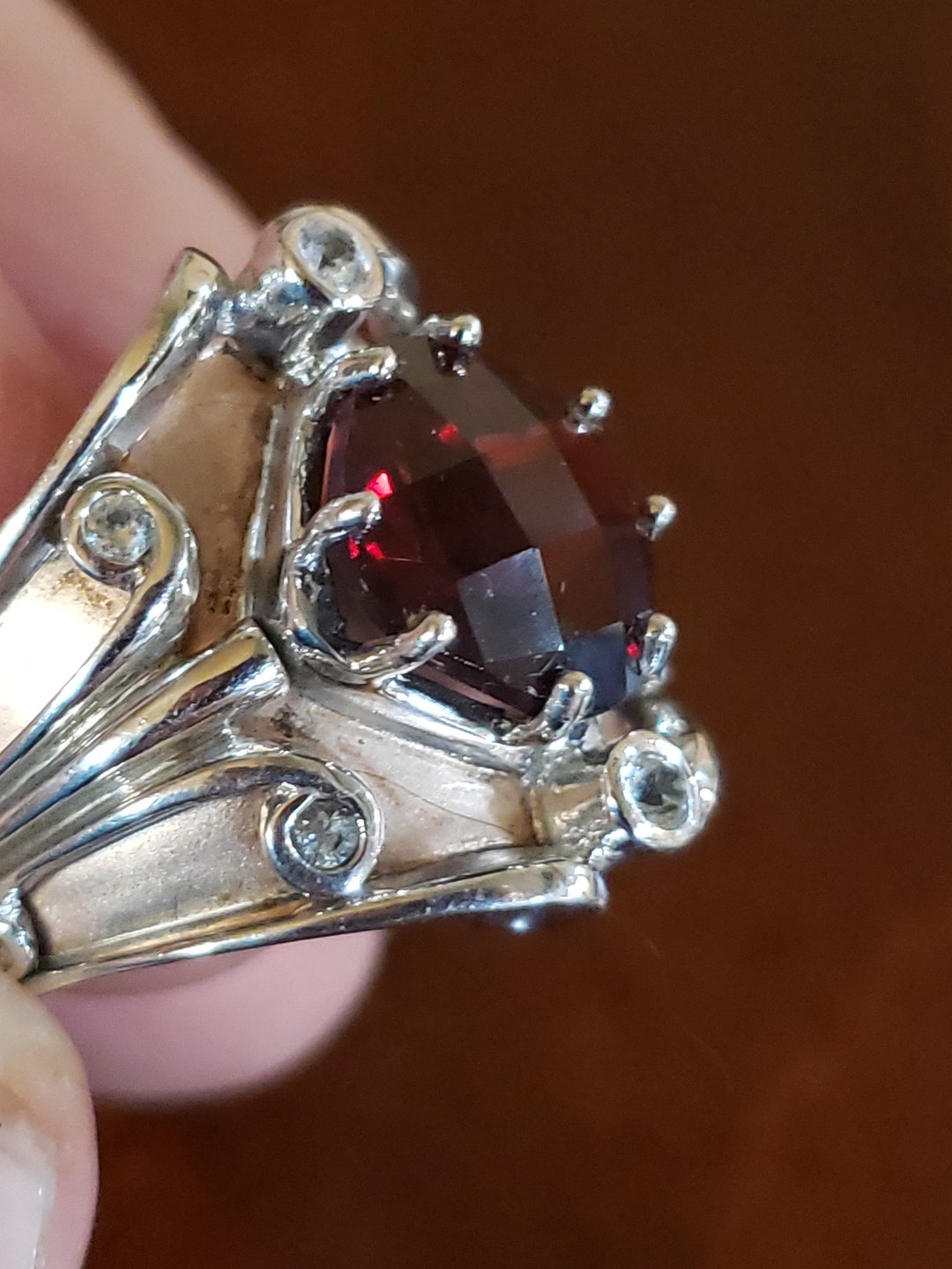 DALLAS PRINCE GARNET & White Sapphire Wide Band Ring Sterling - Etsy