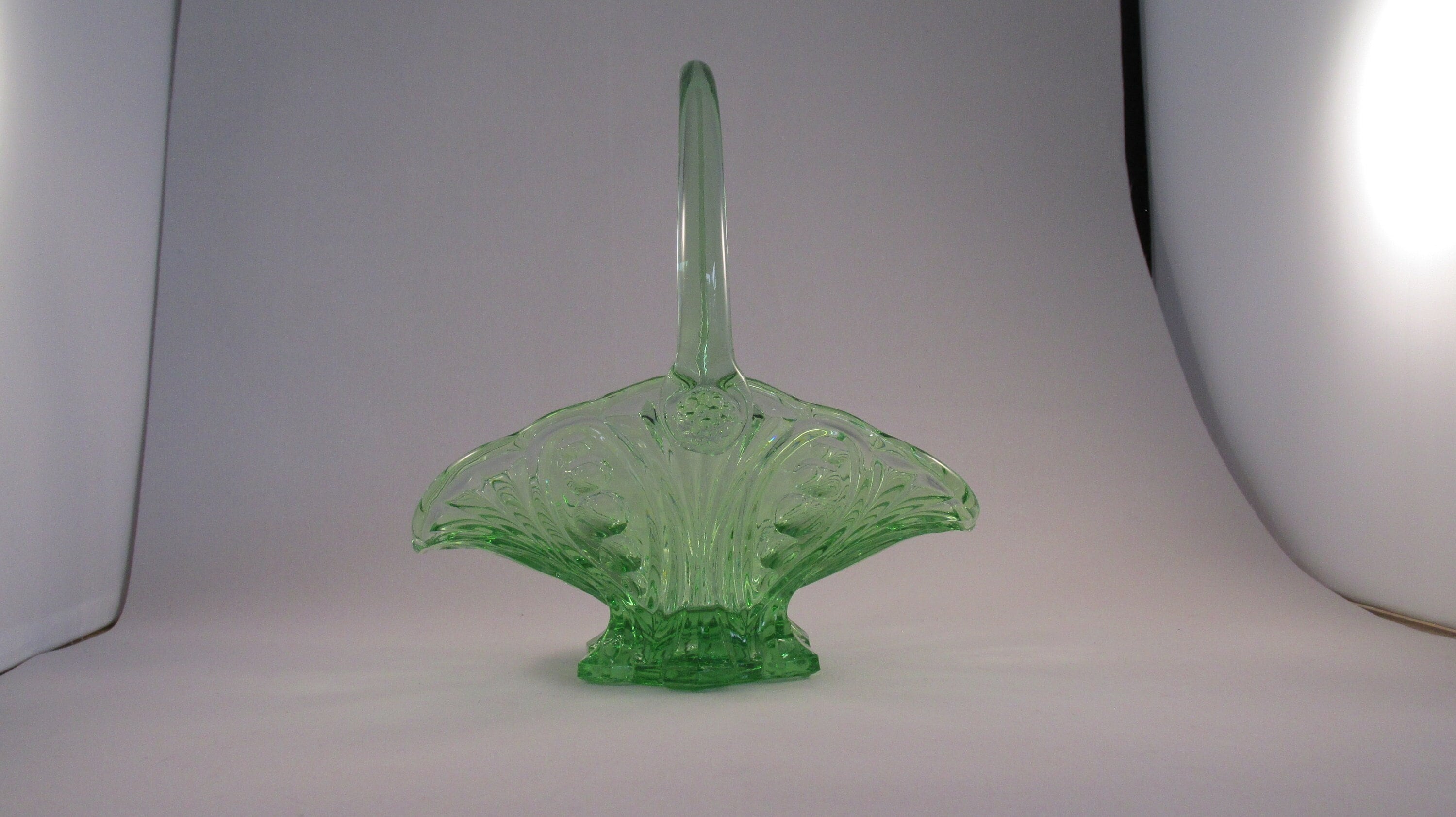 Perfect Little Green Glass Basket Just so Pretty - Etsy UK