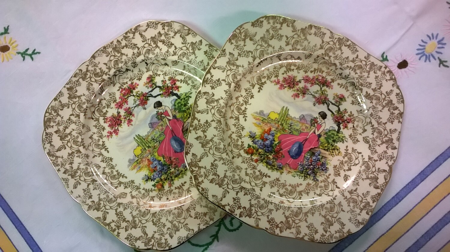Pair of Stunning Art Deco Cake Plates Featuring a Beautiful - Etsy