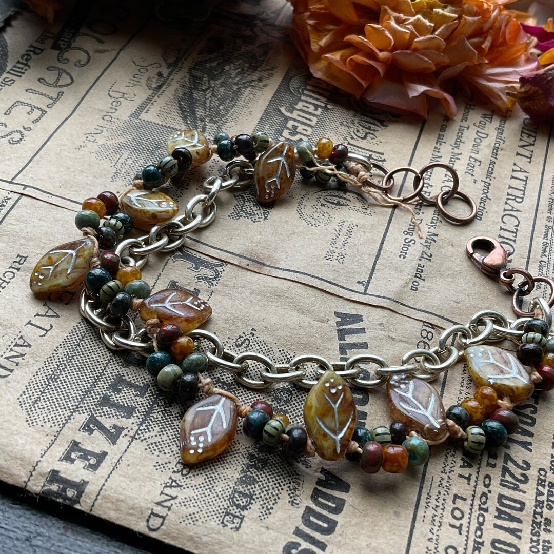 Autumn Vibes Bracelet, Autumn Leaves Bracelet, Boho Bracelet - Etsy