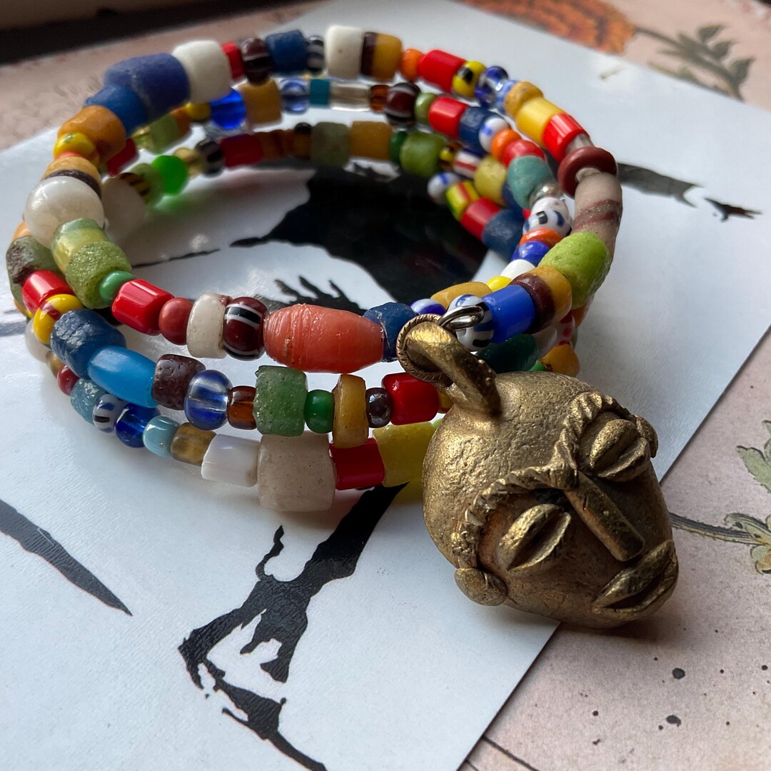 Ghana Bangle Bracelet, Mask Bracelet, Tribal Bracelet, Boho Bangle ...