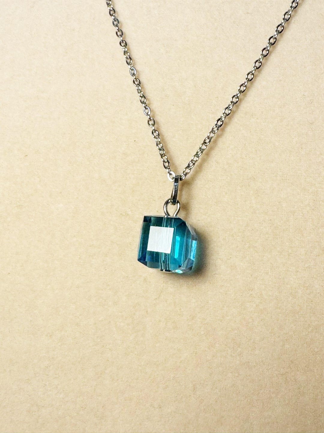 Minecraft Blue Cube Diamond Block Necklace | Blue Bead | Tesseract ...