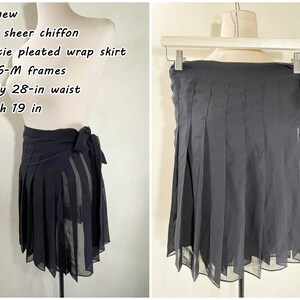Black Pleated Wrap Skirt Sheer Black Chiffon Cover up - Etsy