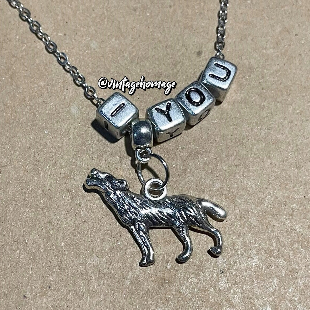 I Wolf You Necklace | Wolf and Letter Blocks Charms | Joe Love You - Etsy