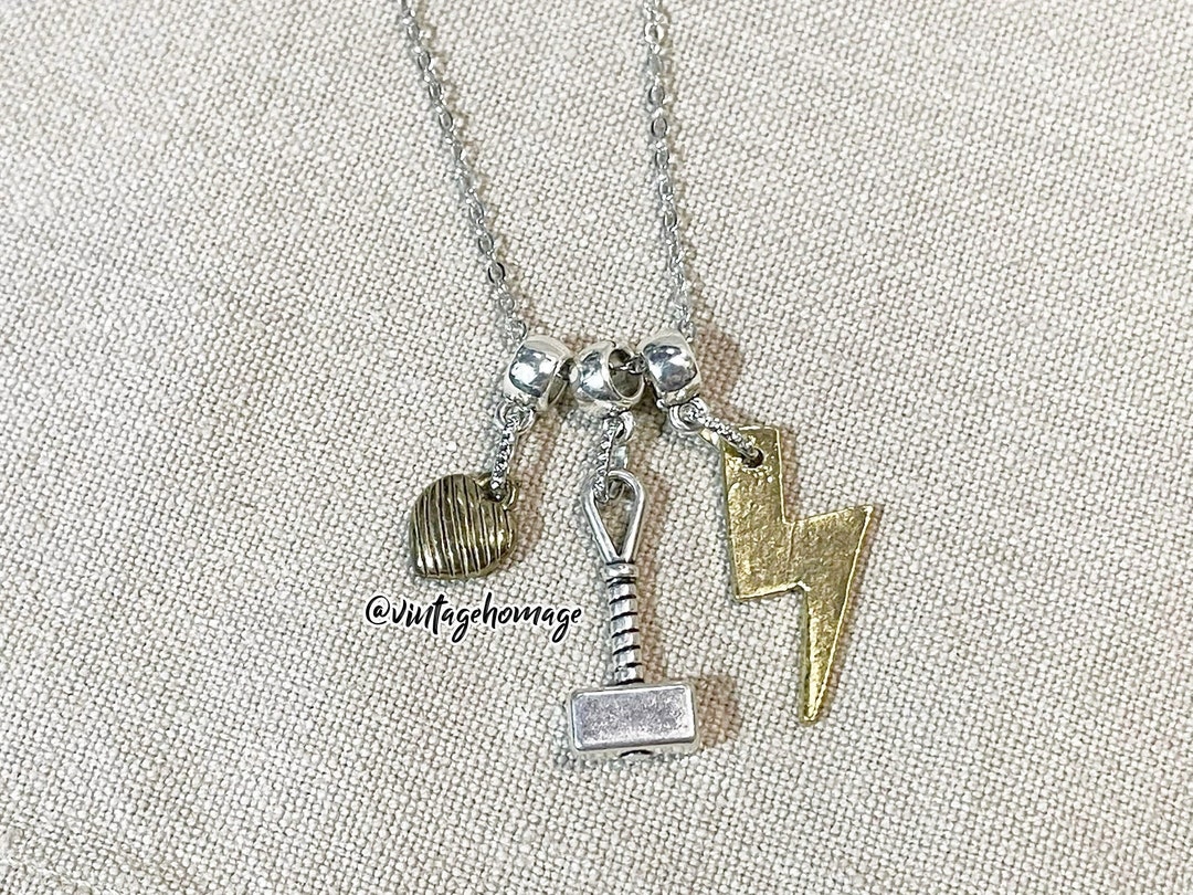 Love and Thunder Necklace Inspired by Thor Heart, Hammer, Lightning ...