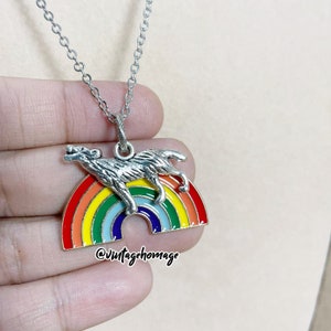 Wednesday Werewolf Bestfriend Necklace | Rainbow and Wolf Charms ...