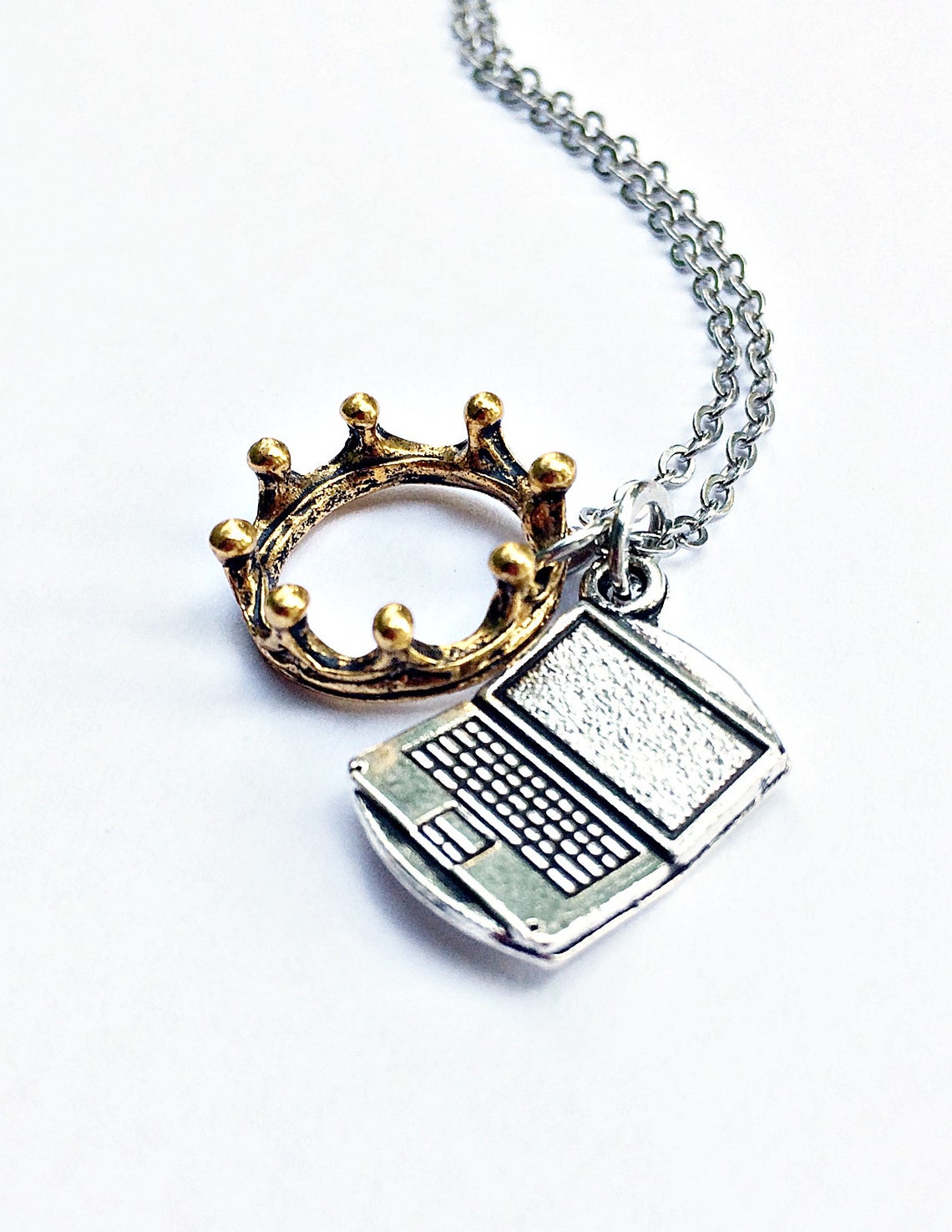 Jughead Jones Necklace crown and laptop charms | Etsy