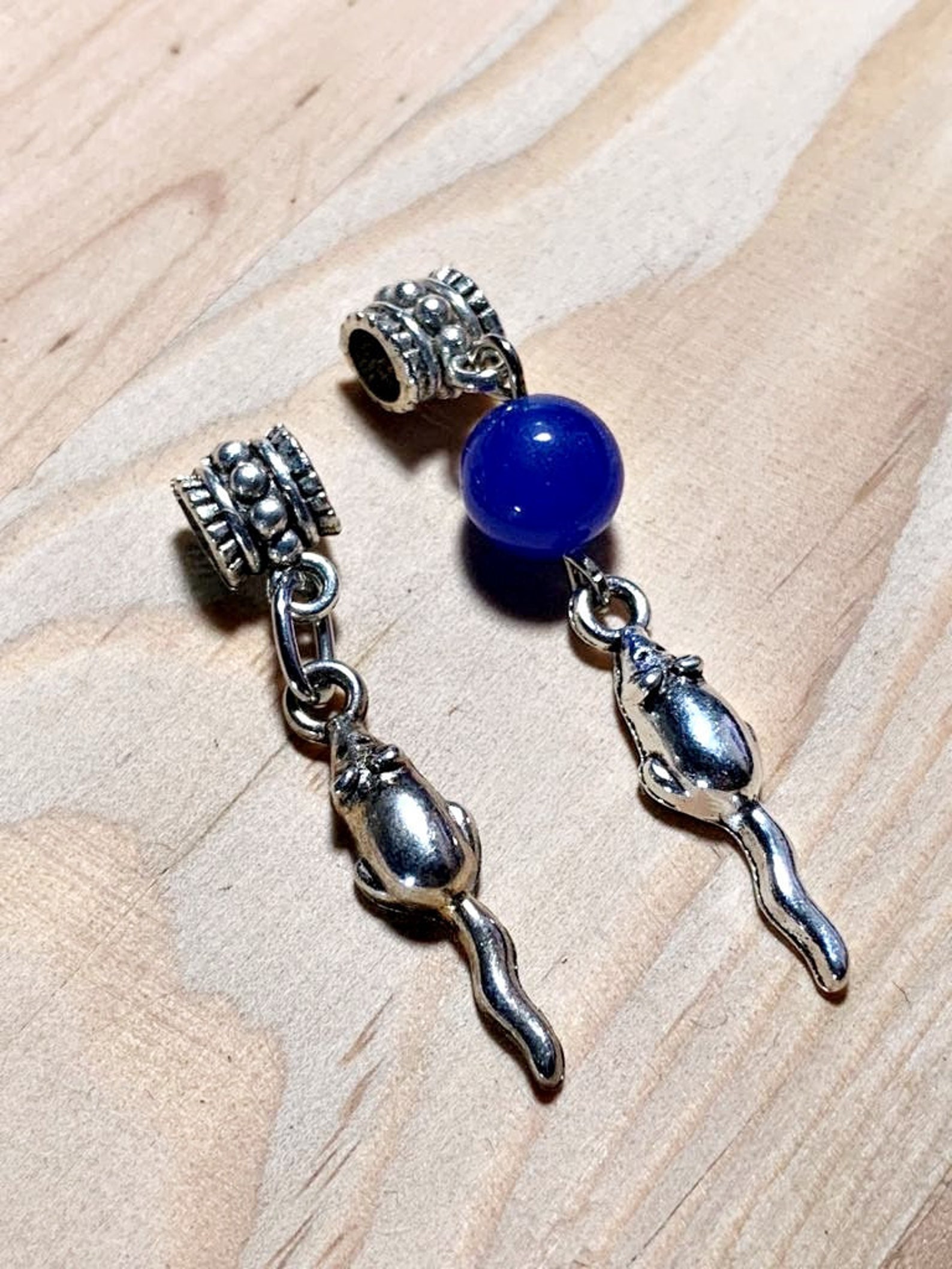 Year of the Rat Charm Rodent Charm and Classic Blue Bead - Etsy