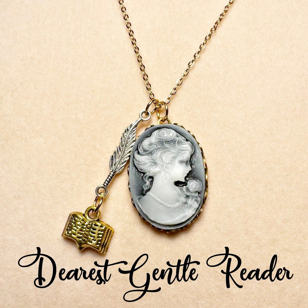Penelope Necklace | Lady Whistledown Cameo Resin Pendant With Book and ...