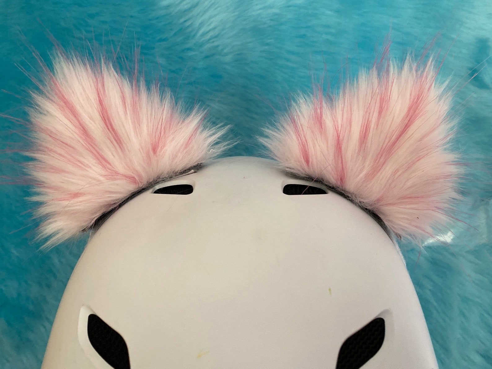 Cat Ears Candy Pink Faux Fur That Sticks on (your Helmet!)ski Bike ...