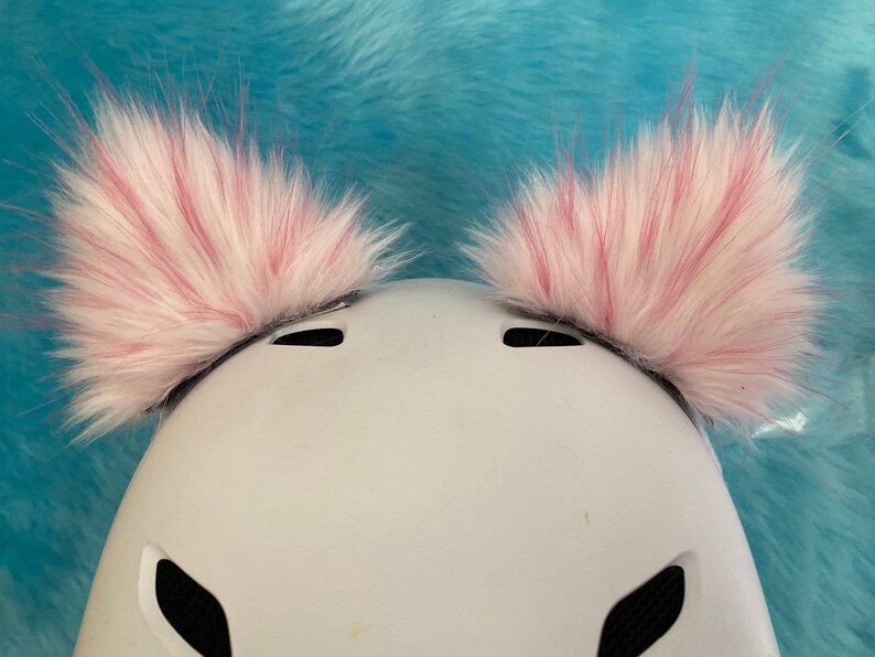 Cat Ears Candy Pink Faux Fur That Sticks on (your Helmet!)ski Bike ...