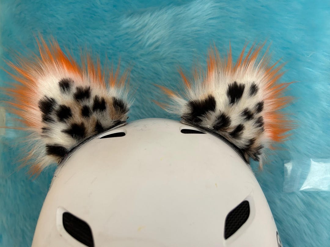 Cat Helmet Ears Leopard With Orange Fur Sticks on Your Helmet (ski ...