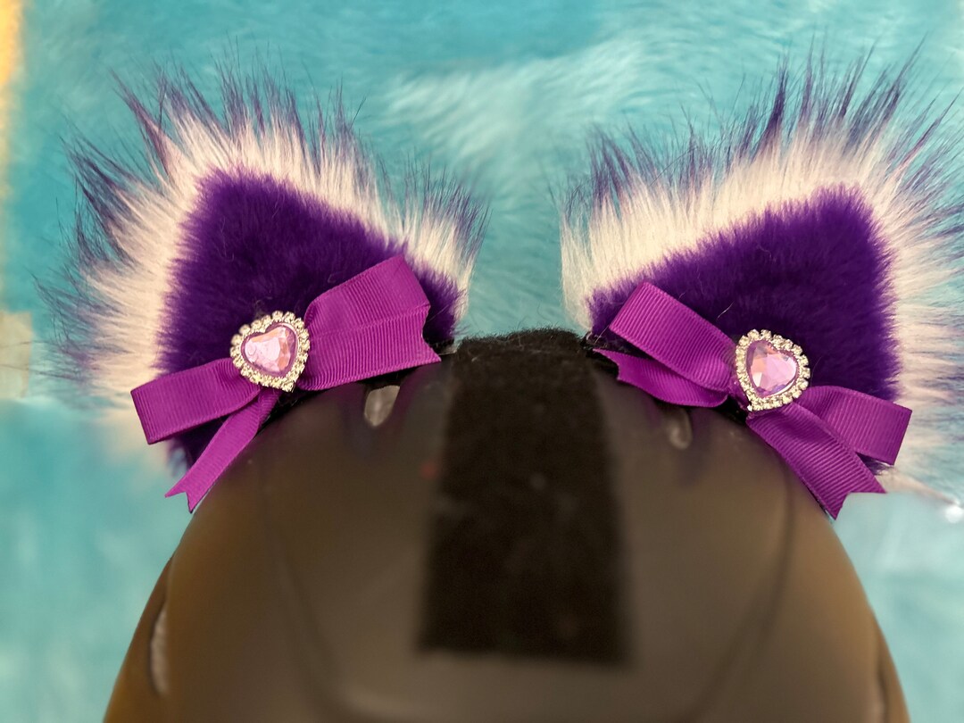 I Love Purple Cat Ears With a Heart That Sticks on your - Etsy