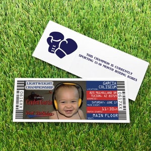 Boxing Theme Birthday Party Invitation Ticket With Picture, Wrestling ...