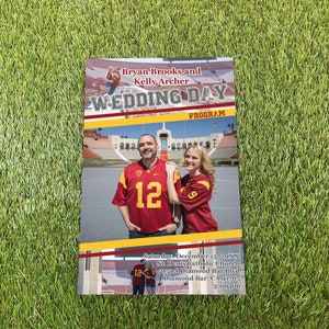 Football Wedding Program Magazine Cover, Tailgate Reception Editable ...