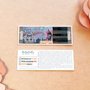 San Antonio Basketball Wedding Invitation Ticket With Tear off RSVP ...