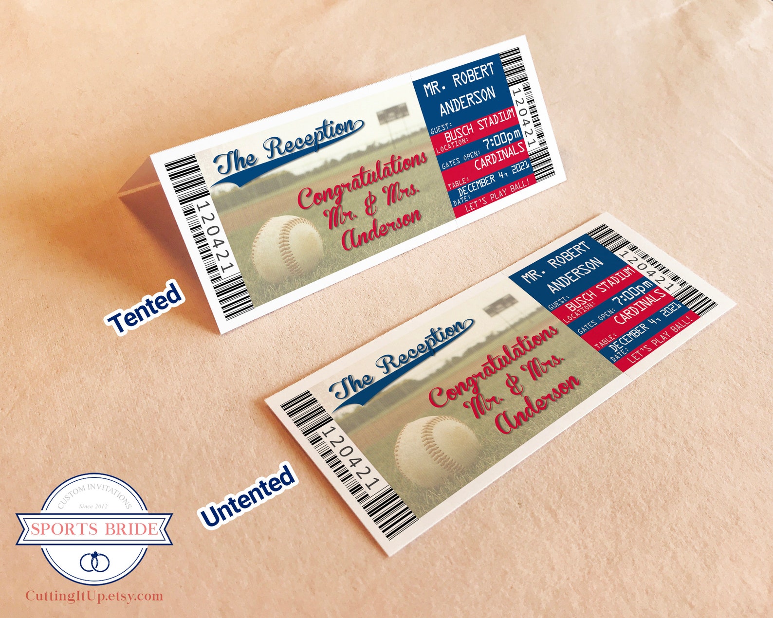 Baseball Ticket Place Cards Template Atlanta Wedding Seating - Etsy