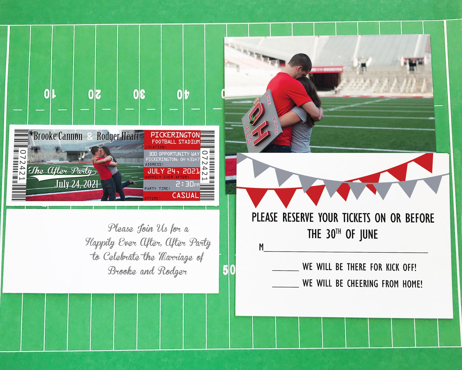 Football Wedding Reception Ticket Invitation and RSVP Card - Etsy
