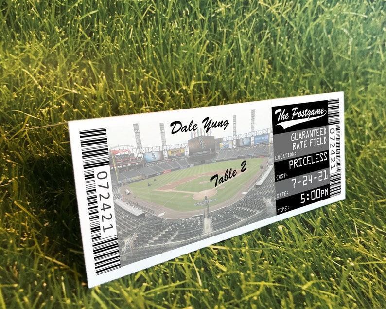 Baseball Wedding Ticket Place Cards With Meal Choice Chicago - Etsy