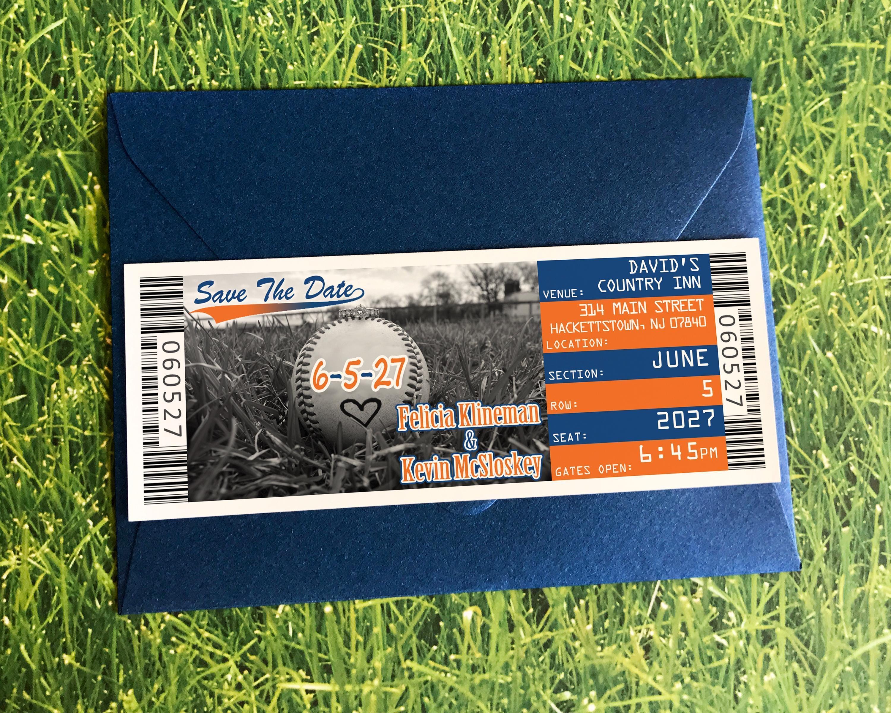 Custom Baseball Save the Date Ticket Magnet or Printed Invite, Sports ...