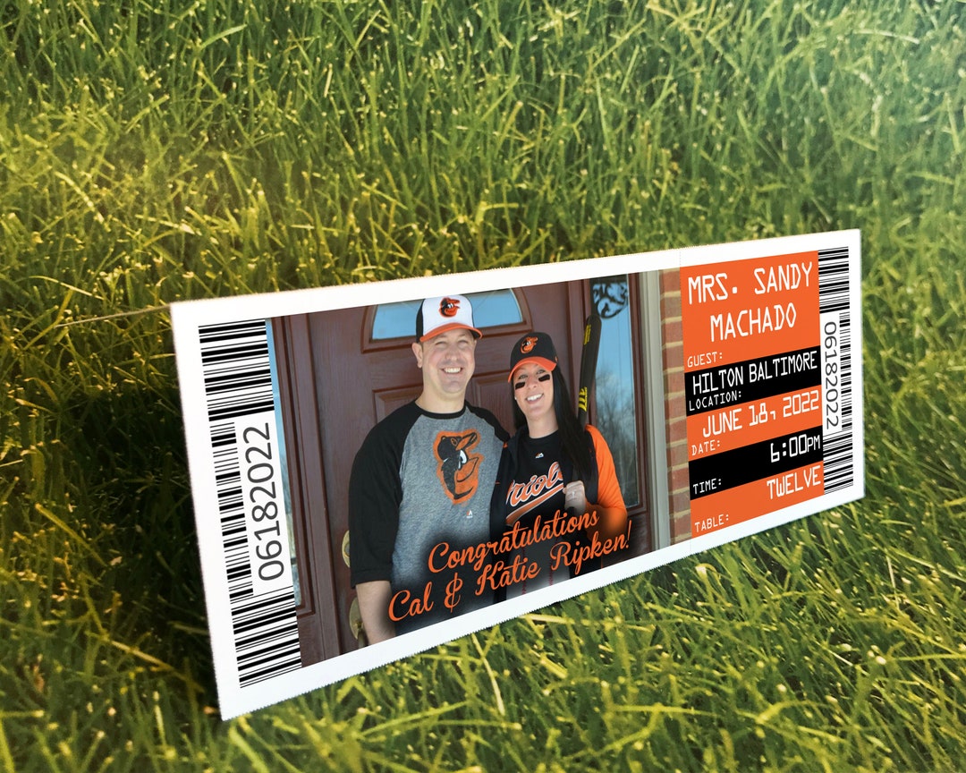 Baseball Wedding Ticket Place Cards, Baltimore Editable Flat or Folded ...