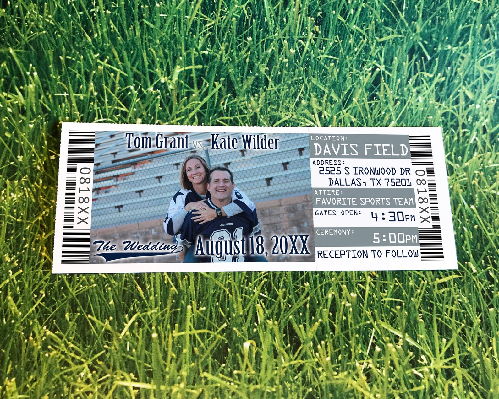 Football Wedding Invitation Ticket Dallas Sports Team Theme - Etsy