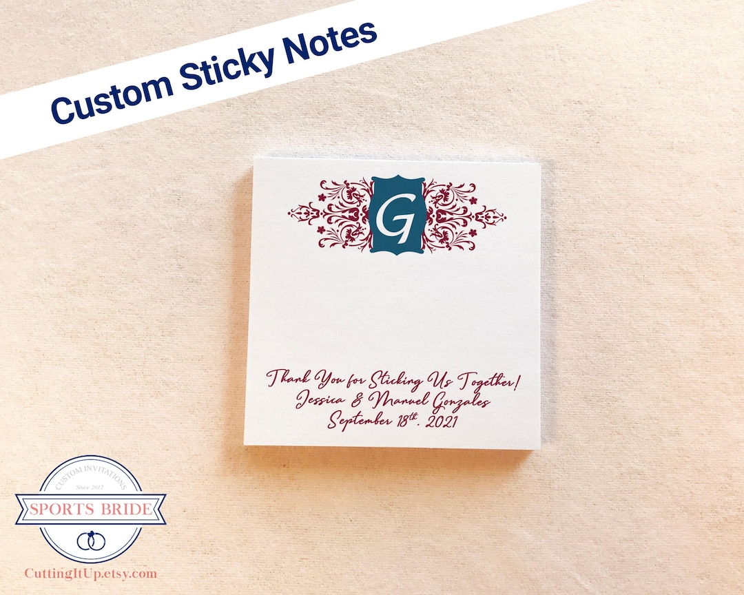 Monogram Custom Post-it® Notes Wedding Favor, Personalized Sticky Note ...