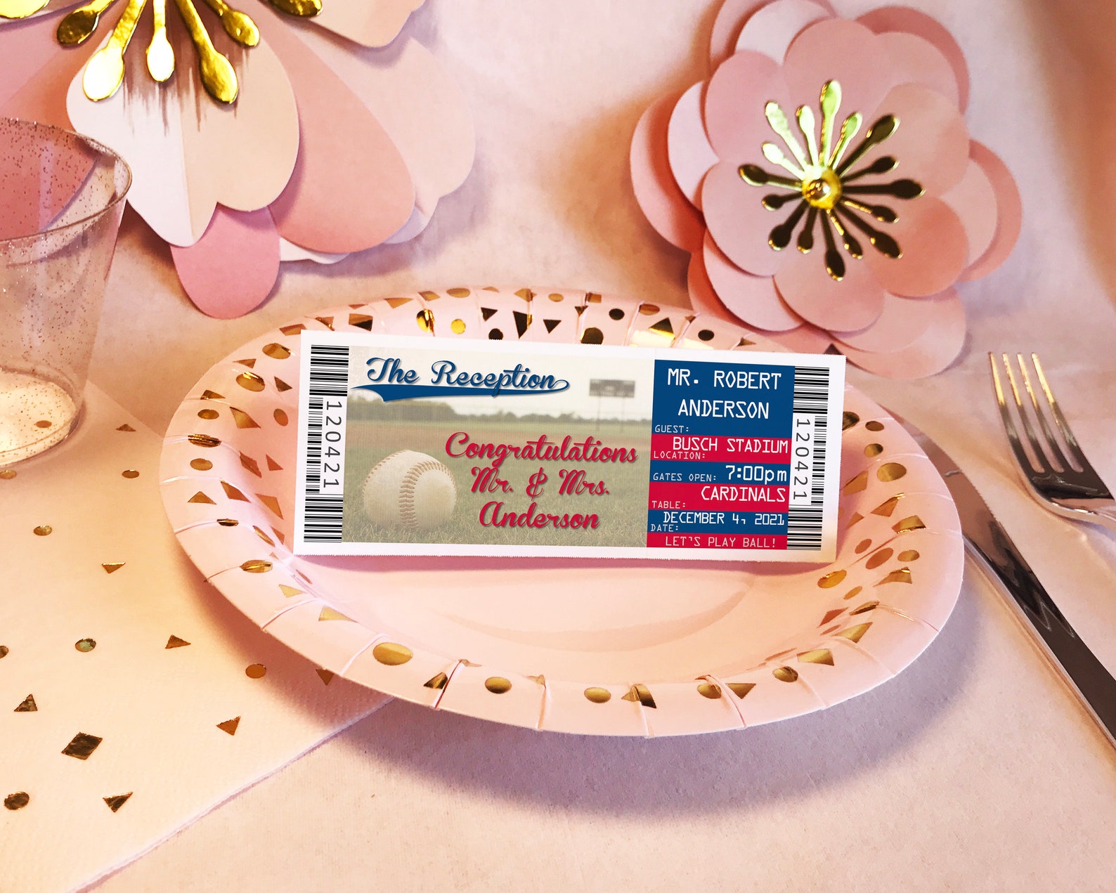 Baseball Ticket Place Cards Template Atlanta Wedding Seating - Etsy
