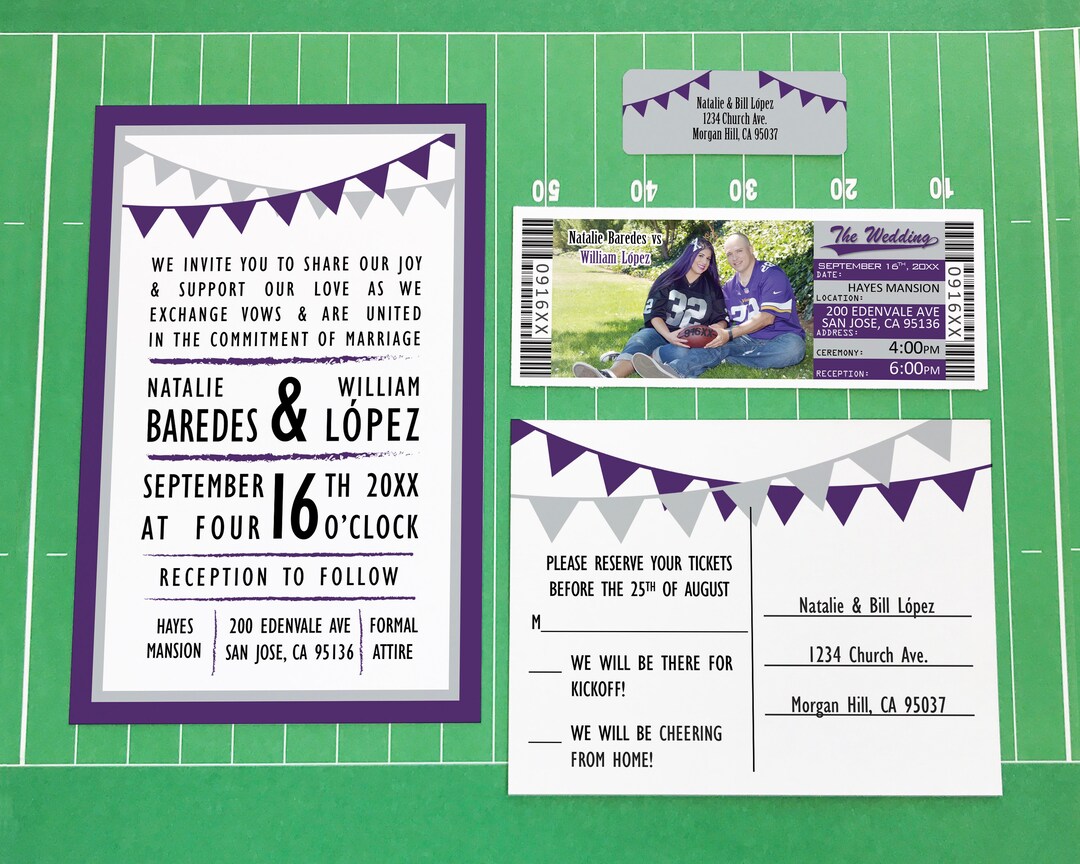Football Wedding Invitations With RSVP Card, Baltimore Sports Team ...