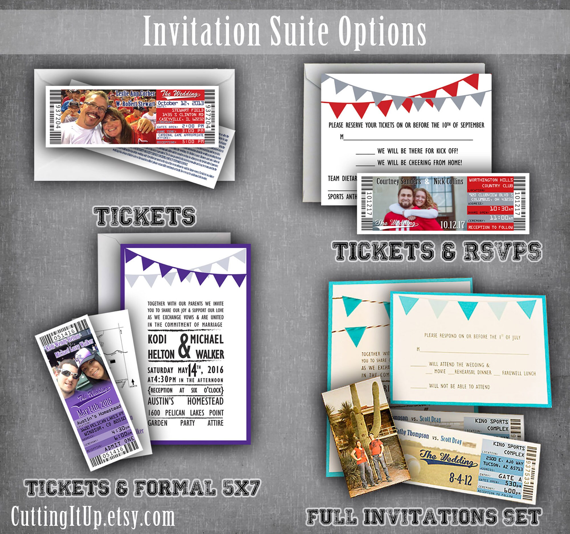Football Wedding Invitation Suite with Ticket and RSVP Card / | Etsy