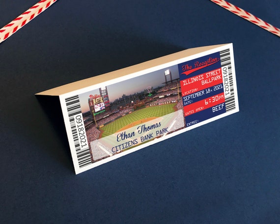 Baseball Ticket Place Cards With Meal Choice Philadelphia - Etsy