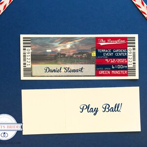 Baseball Wedding Seating Chart Place Card Tickets, Boston Guest Name ...