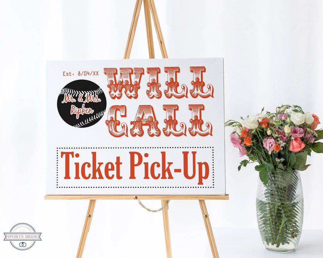 Will Call Sign Baseball Wedding Ticket Pick up Sign - Etsy
