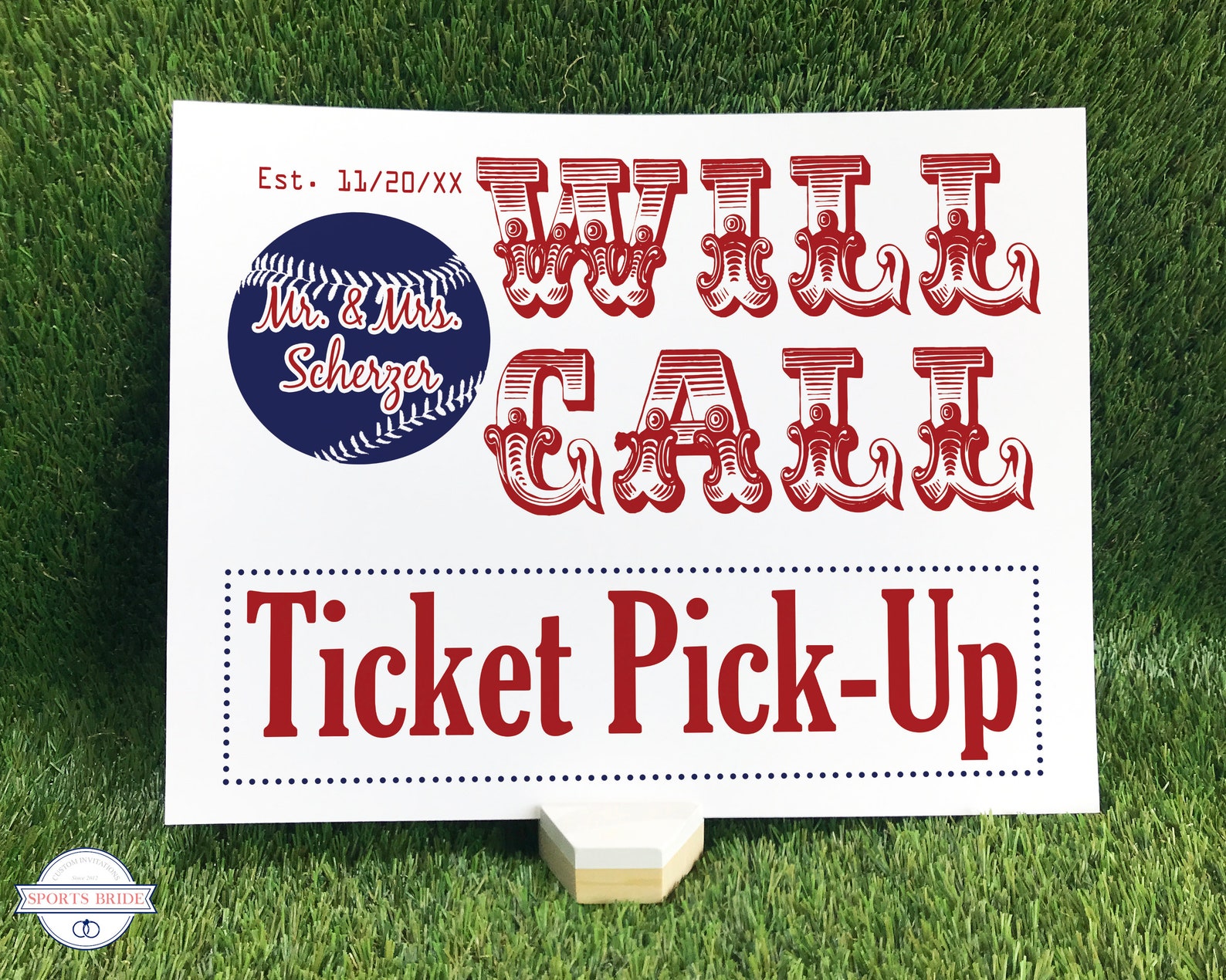 Baseball Wedding Will Call Ticket Pick up Sign Cubs Find Your - Etsy