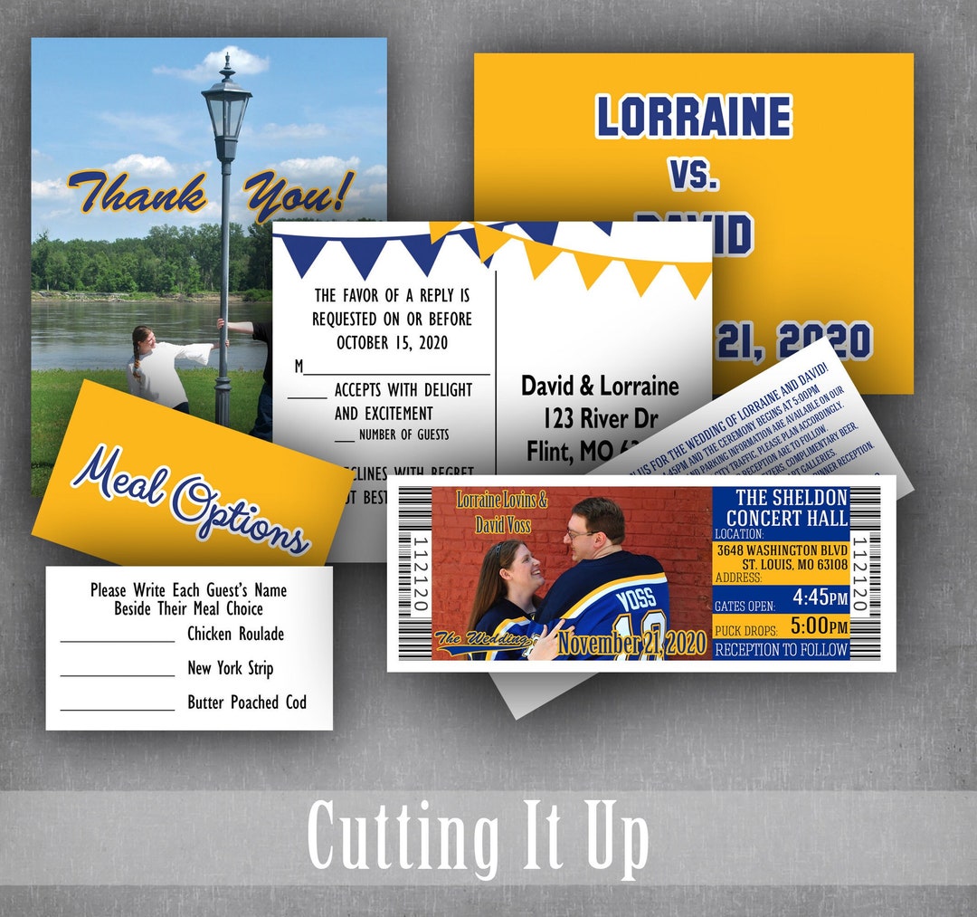 Hockey Wedding Ticket Invitation With RSVP and Meal Option Card, St ...