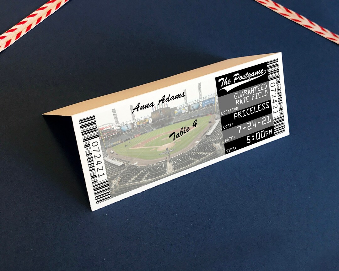 Baseball Wedding Ticket Place Cards With Meal Choice Chicago - Etsy