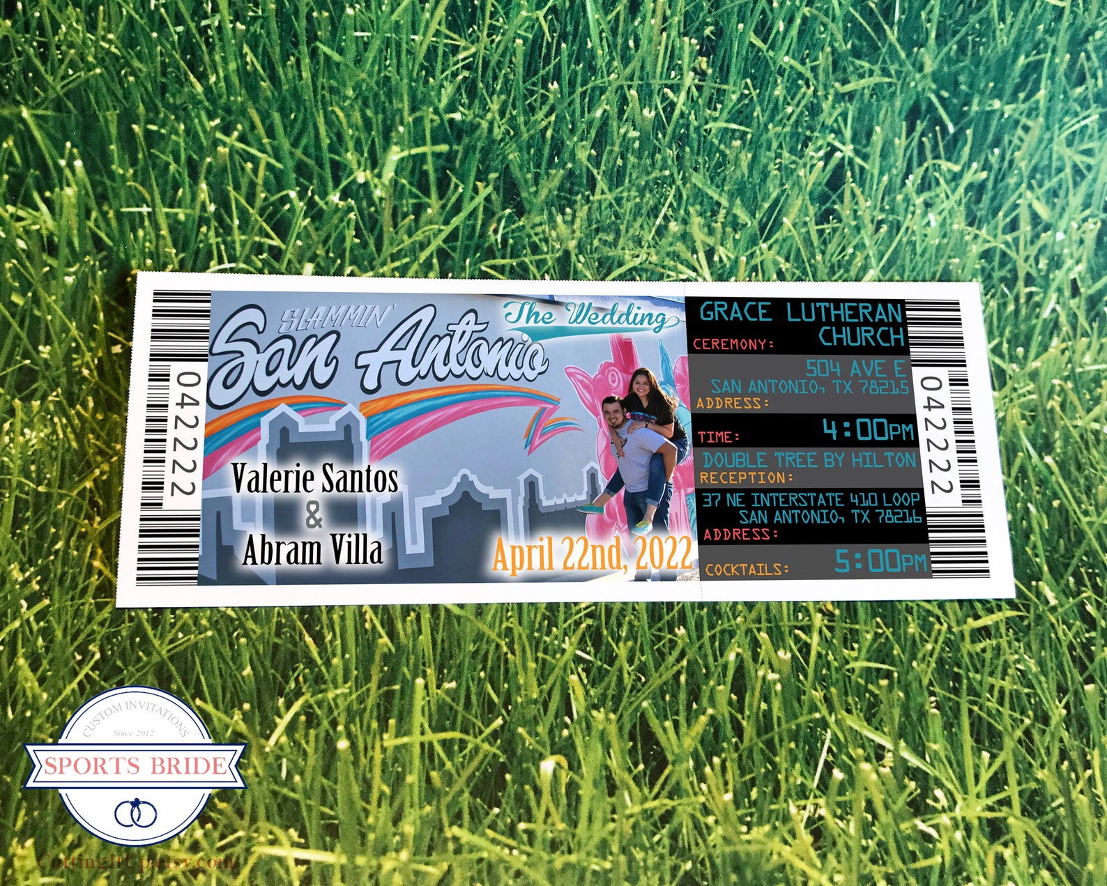 San Antonio Basketball Wedding Invitation Ticket With Tear off RSVP ...