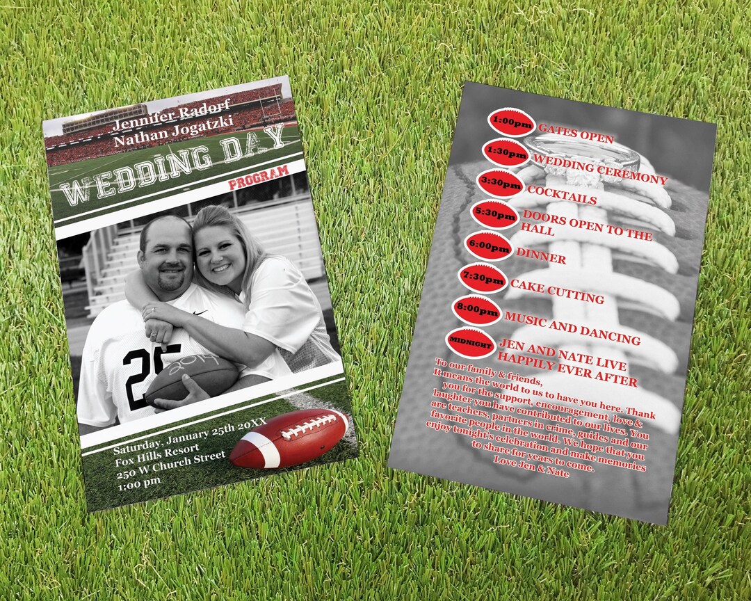 Football Wedding Program Magazine Booklet University Sports - Etsy