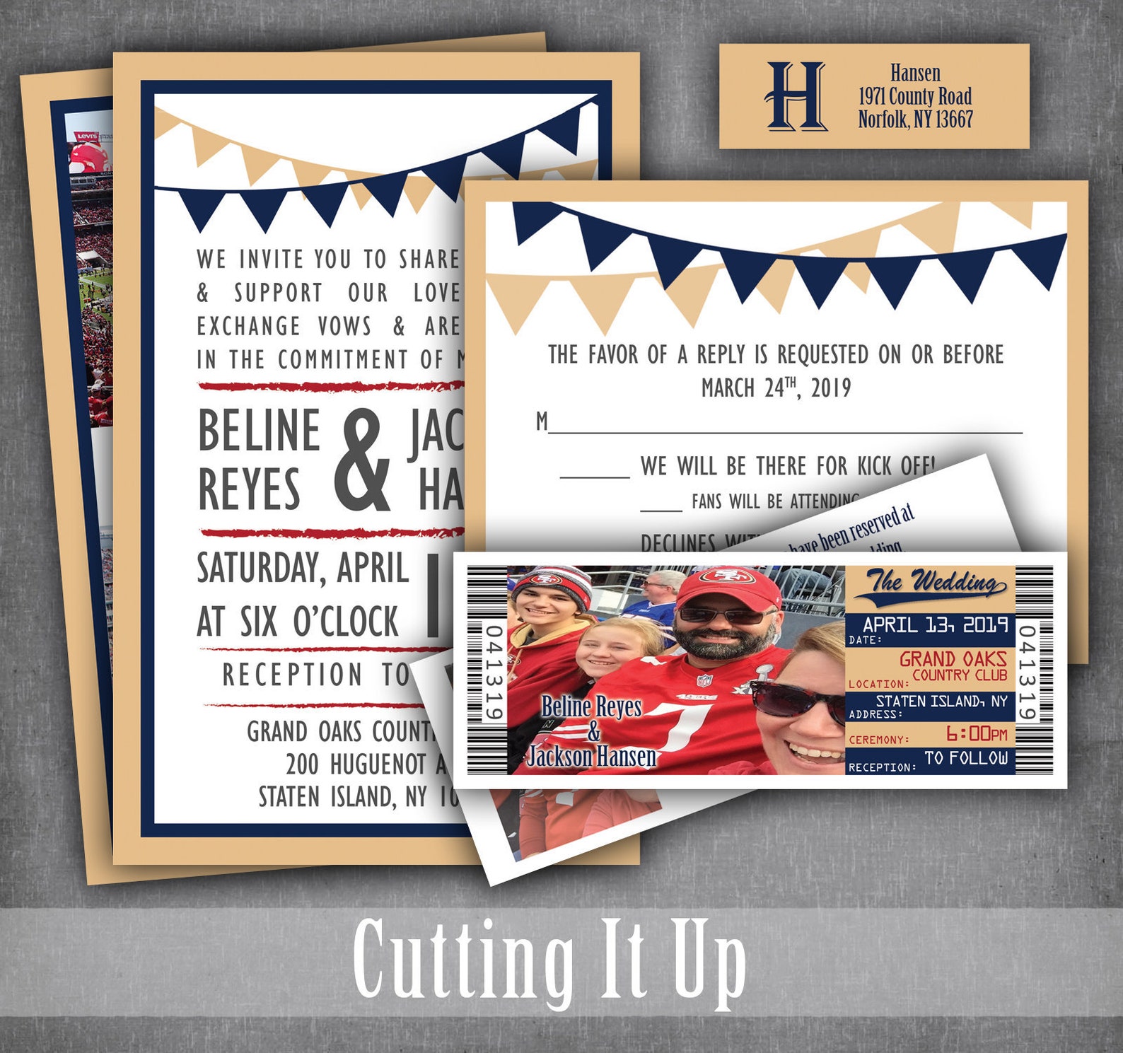 Football Wedding Invitation Suite With Ticket and RSVP Card - Etsy