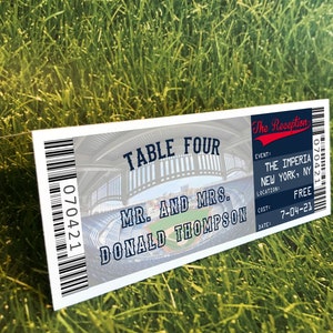 Baseball Wedding Ticket Place Cards New York Blank Escort - Etsy