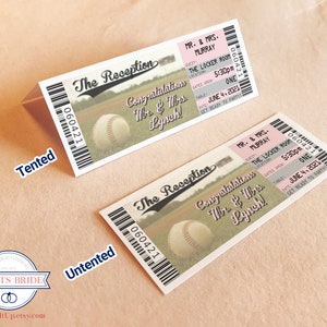 Baseball Wedding Place Card Ticket Template, Sports Theme Table ...
