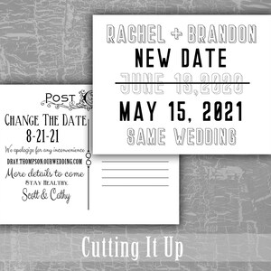 Resave the New Date Same Wedding Postpone Announcement Card / | Etsy