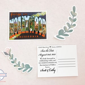 California Save the Date Postcard, Greetings From Los Angeles Wedding ...