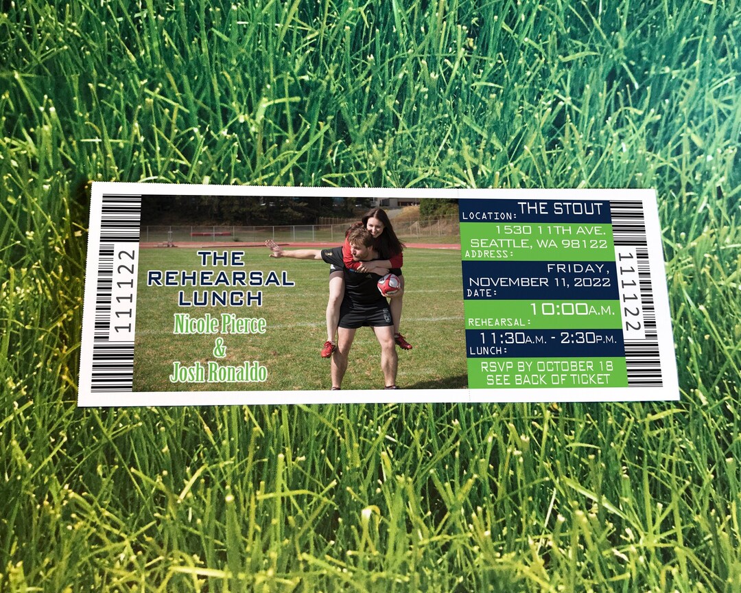 Rugby and Soccer Rehearsal Dinner Ticket Invitation, Sports Team Theme ...