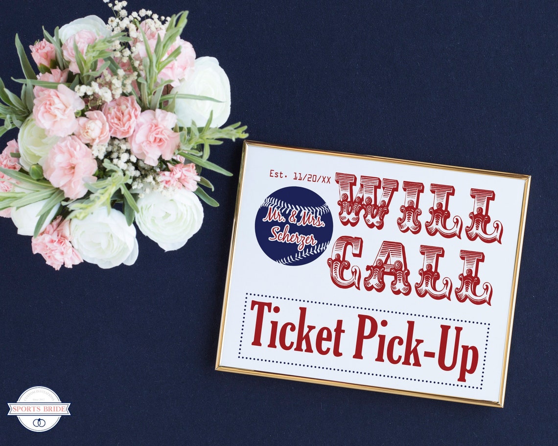Baseball Wedding Will Call Ticket Pick up Sign Cubs Find Your - Etsy
