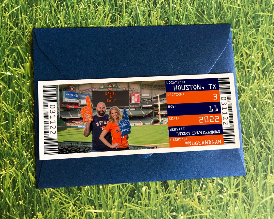 Baseball Wedding Ticket Save the Date Magnet, Astros Ticket Invitation ...