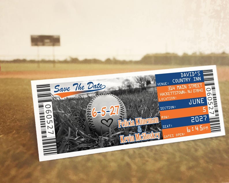 Custom Baseball Save the Date Ticket Magnet or Printed Invite, Sports ...