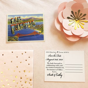 California Save the Date Postcard, Greetings From Los Angeles Wedding ...